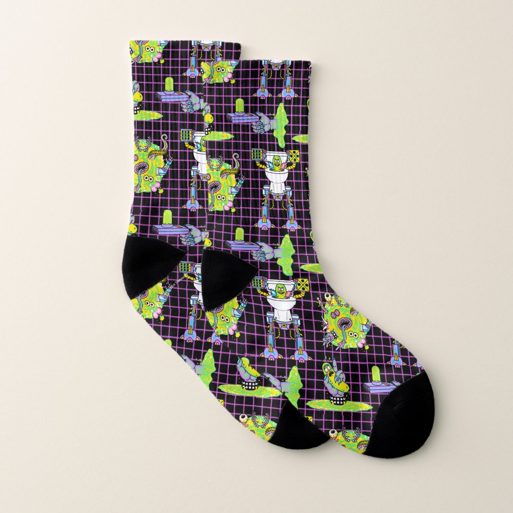 Rick and Morty Pickle Rick Portal Pattern Socks - Rick and Morty Shop